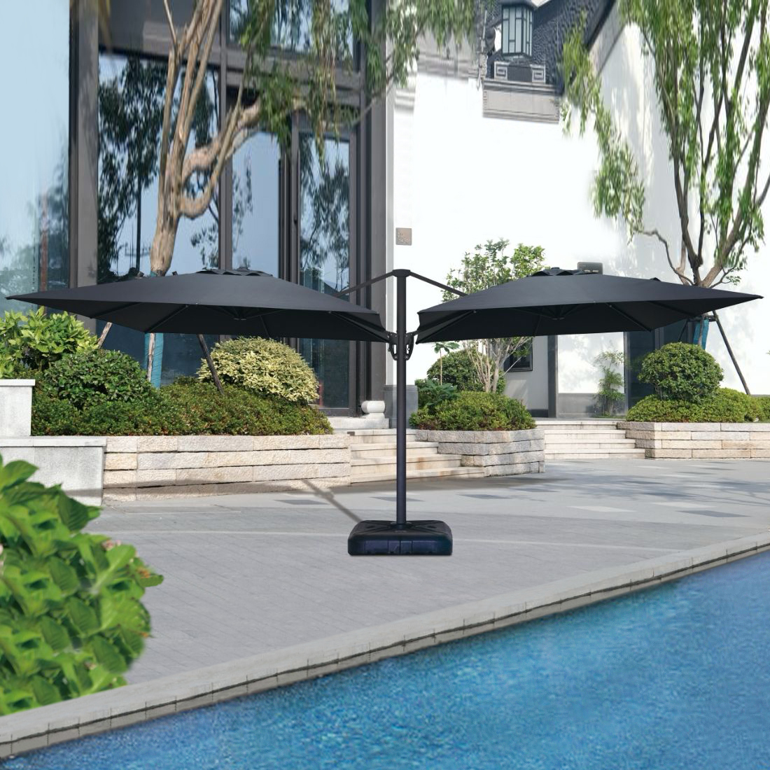 Phlox Adjustable Twin Parasol Including Base - Wetherby Furnishings